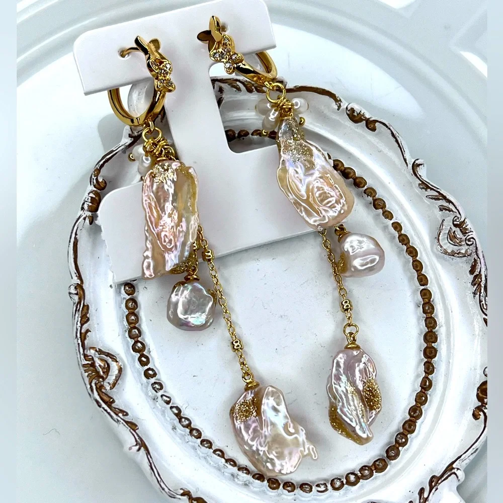 Pearl | Jewelry | Handmade Freshwater Metallic Pink Keshi Pearl ...